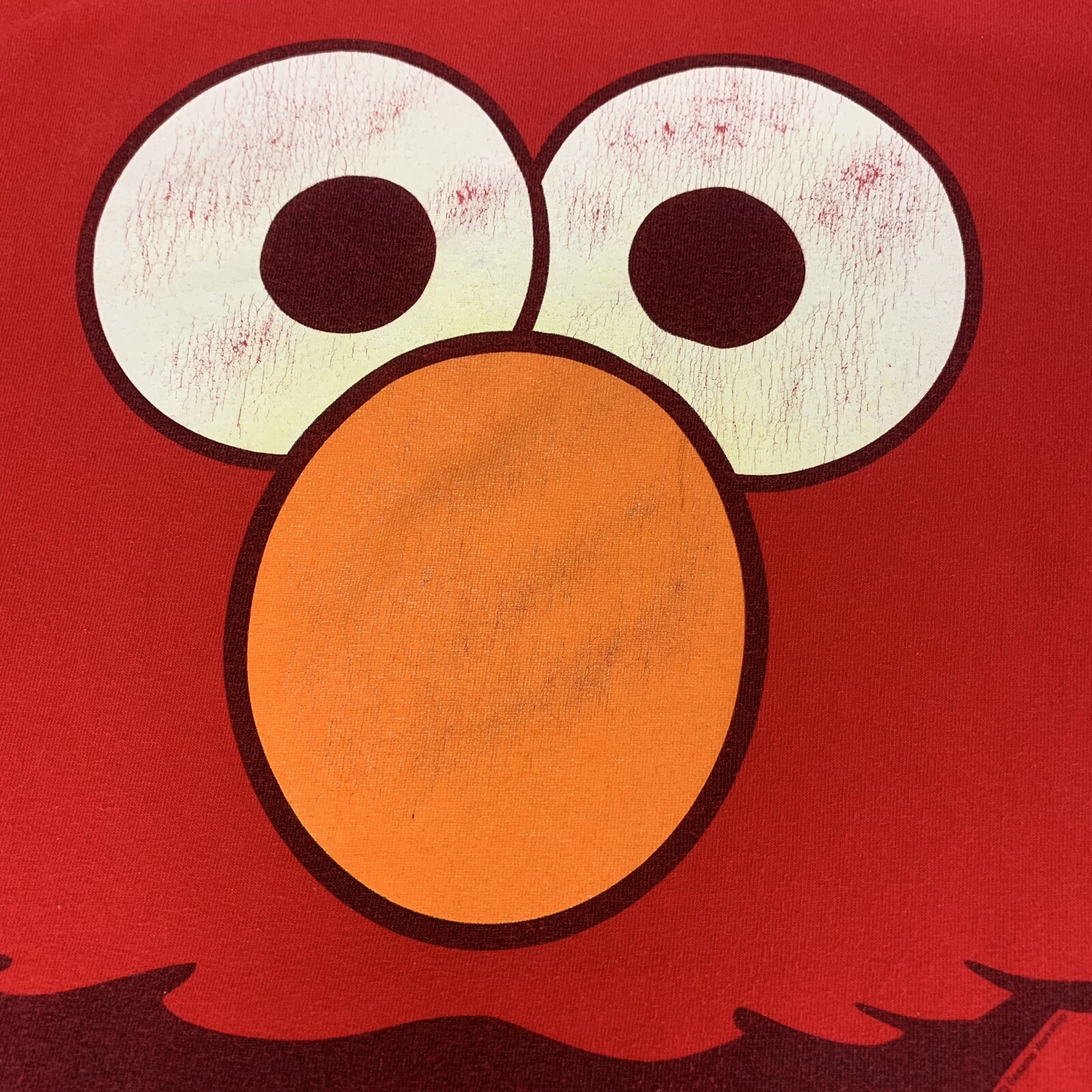Vintage Y2k Big Face Elmo Sesame Street Red Faded Men… - Gem