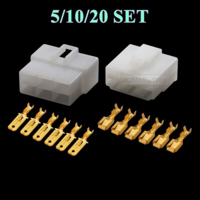 6 Pin/Way 6.3mm Electrical Multi Connector Plug Kit For Car Motorcycle ...