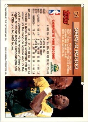 1993-94 Topps Basketball #54 Gerald Paddio | eBay