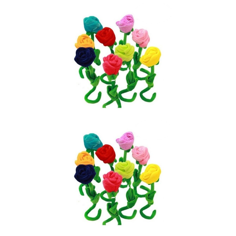 18 pcs 30cm Plush Rose Flower Colorful Stuffed Flowers Toy With ...