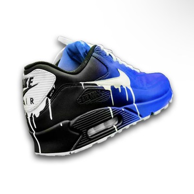Custom Nike Air Max 90 - Blue Fade White Drip - Hand-Painted - Dripped ...