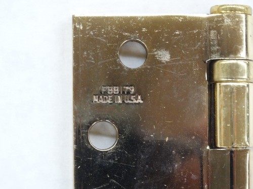 1 NOS Stanley FBB179 4"x4" Ball Bearing Hinge Polished Brass Plated Sq ...