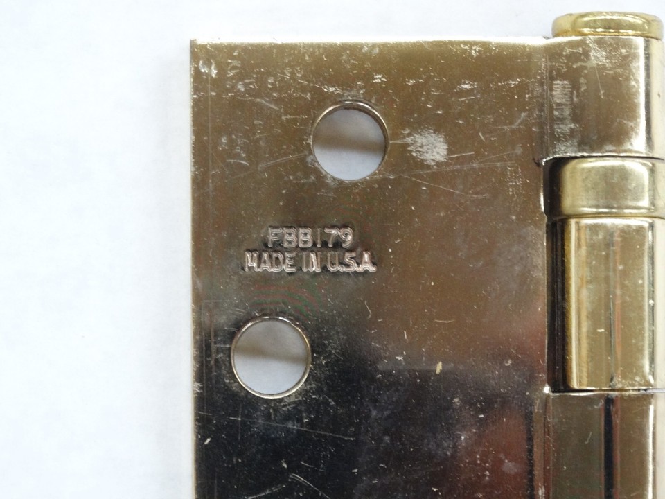 1 NOS Stanley FBB179 4"x4" Ball Bearing Hinge Polished Brass Plated Sq ...