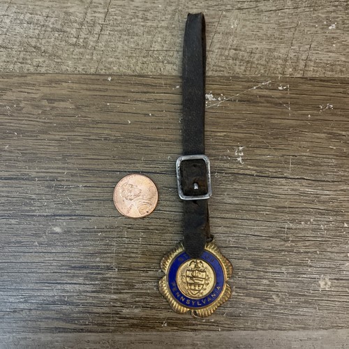 Vintage Leather Strap Pocket Watch Fob-State Of Pennsylvania | eBay