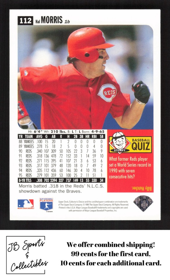 1996 Collector's Choice Hal Morris #112 Cincinnati Reds | eBay