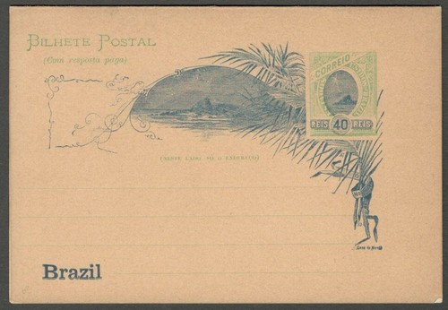 AOP Brazil 40r green & blue postal card unused | eBay