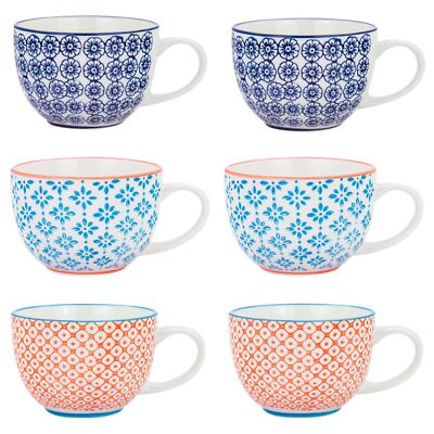 Cappuccino Coffee Tea Latte Patterned Porcelain Cups - 3 Designs ...
