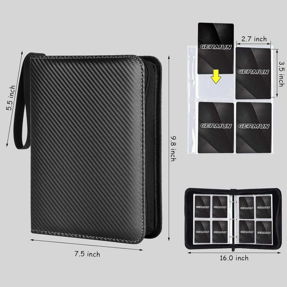 4 pocket card binder premium zip trading card binder 400 double sided ...