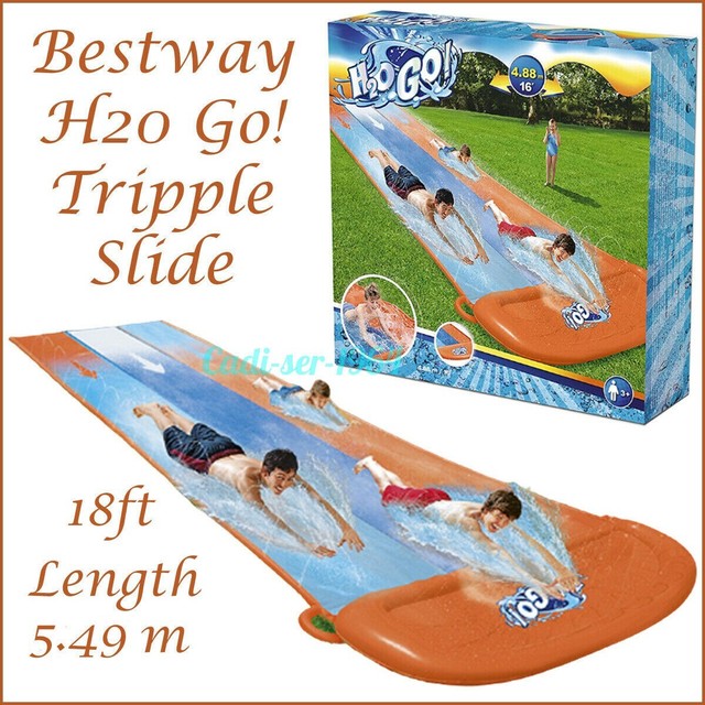 Bestway H20go Triple Lane Water Slide Inflatable Slip and Sprinkler ...