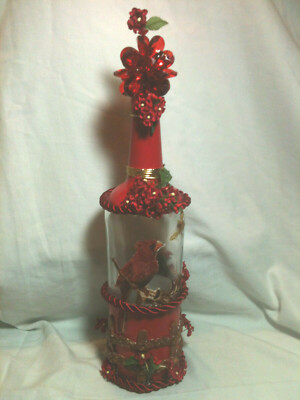 Handmade Decorative & Designed Bottles "The Red Cardinal" 14"Tall | eBay