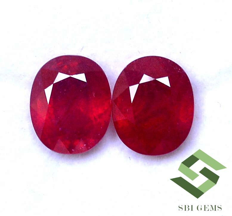 11.05 CTS Natural Ruby Oval Cut Pair 11x9 mm Calibrated Loose Gemstones ...