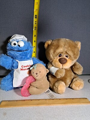 Boo Boo Teddy Bear Plush, Cookie Monster Rattle & Monkey Teething Ring ...