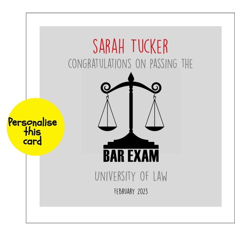 Personalised Solicitor Lawyer Barrister BAR EXAM GRADUATION Greetings ...