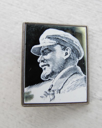 Russian Soviet Political Communist Mirror Pin Yellow LENIN in hat suit ...