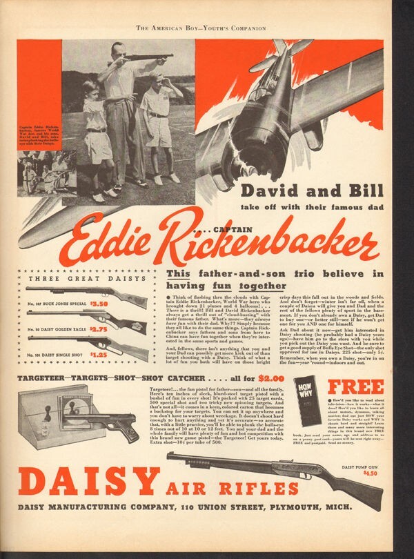 1937 DAISY RIFLE EDDIE RICKENBACKER WWII BUCK JONES GOLDEN EAGLE ...