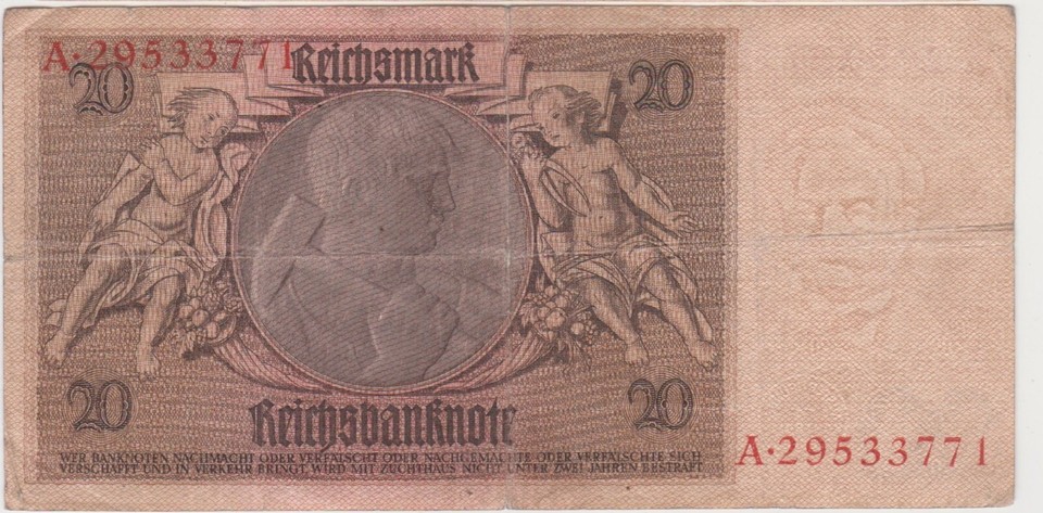 GERMANY 20 Reichsmark 1929 banknotes paper money Pick-181 A-series | eBay