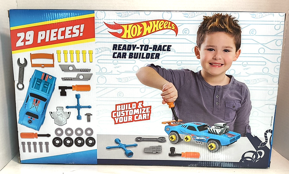 Hot Wheels Ready To Race Car Builder Set 29 Pieces Customizable Race ...