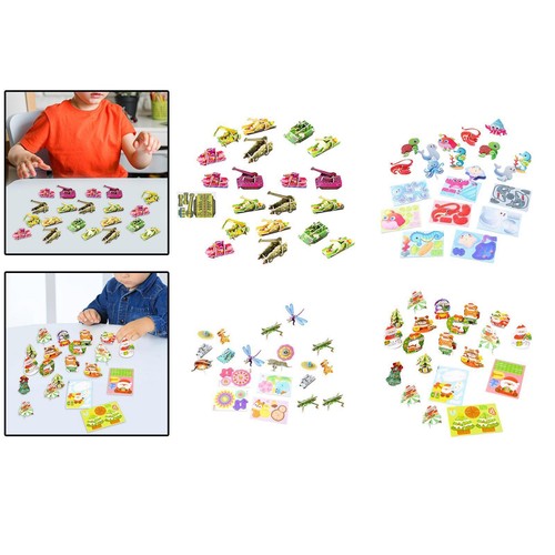 3D Puzzles,DIY 3D Puzzle,Pack 2,Recognition Toy,Shape Matching Puzzle ...