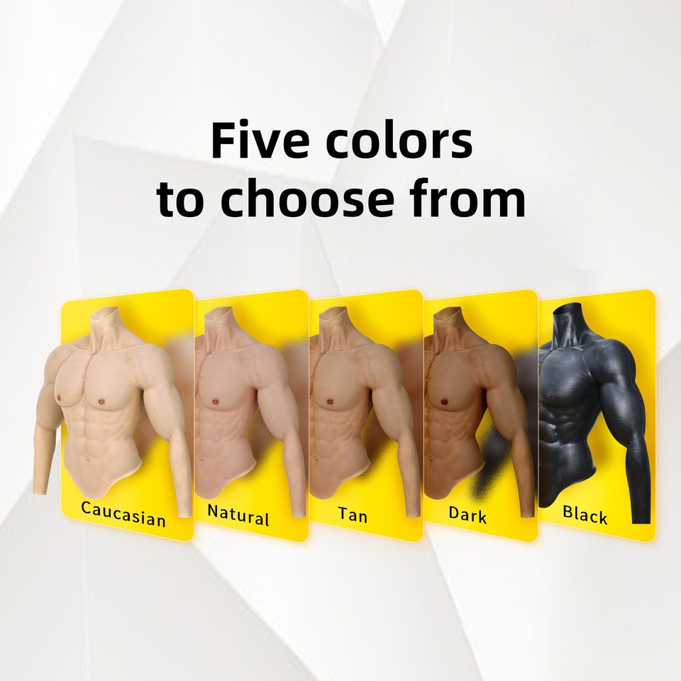 Smitizen Silicone Black Fake belly Muscle Body Suit man fetish Cosplay ...