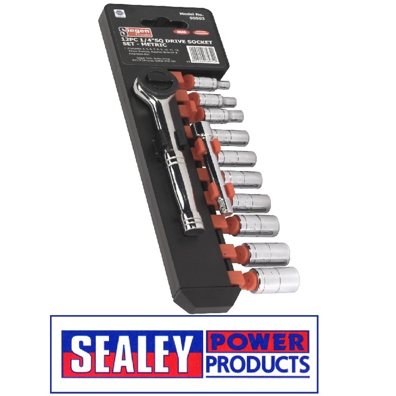 Sealey Socket Set 12pc 1/4"Sq Drive 6pt WallDrive Metric S0503 | eBay