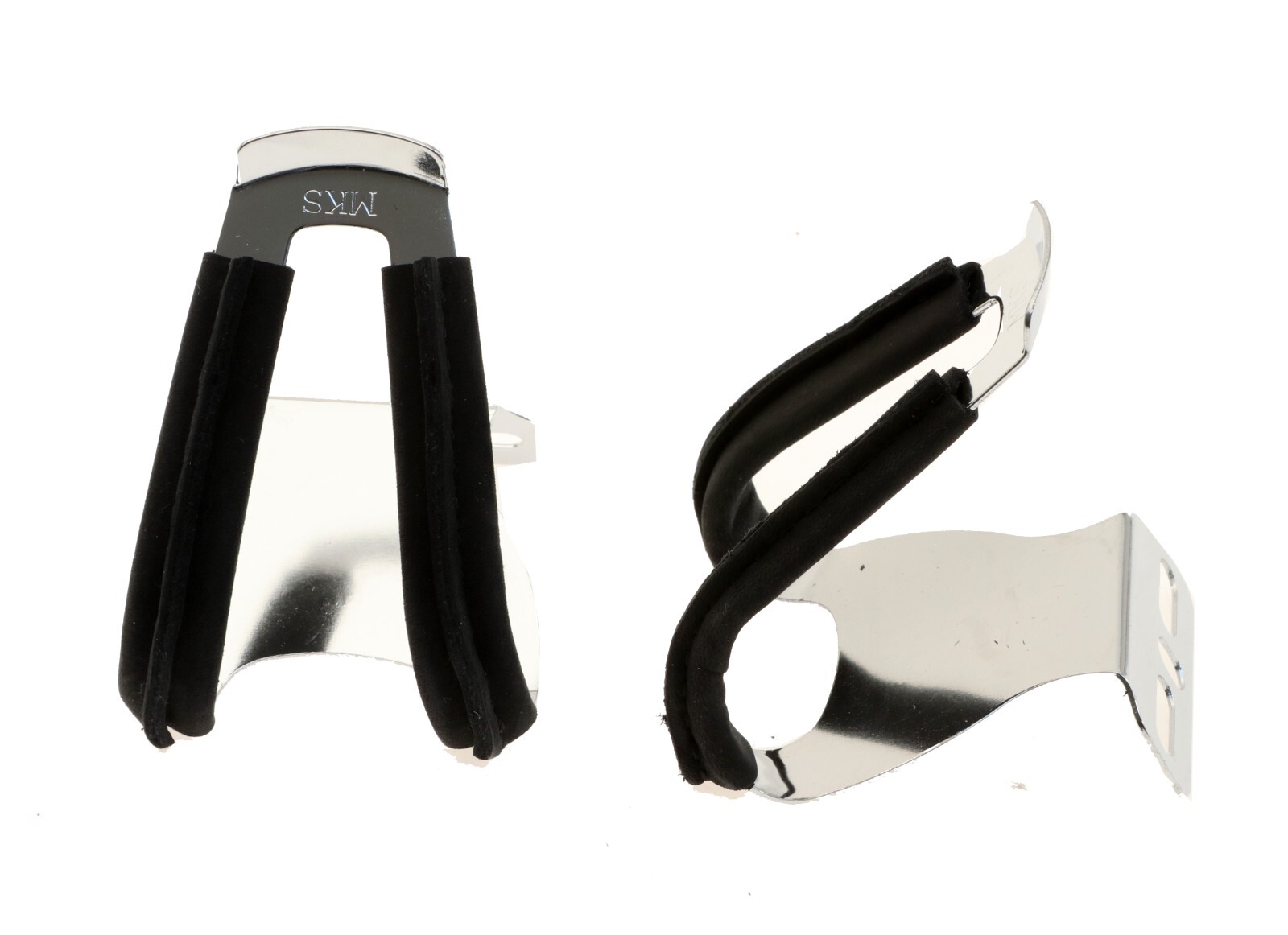 MKS Half Clip Leather Black Chrome Steel Toe Clips One Size Silver ...