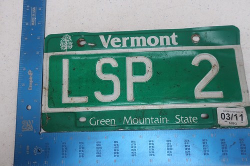 Vermont VT License Plate Tag Vanity 2011 11 Initials L S P 2 LSP 2 #1 ...