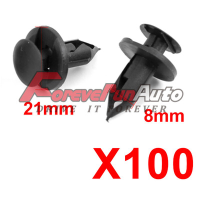100 Pcs 8mm Hole Dia Plastic Rivets Fastener Clips Black for Car Auto ...