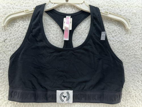 Victoria Secret Pink active bra Size L, Black, T Back, NWT | eBay