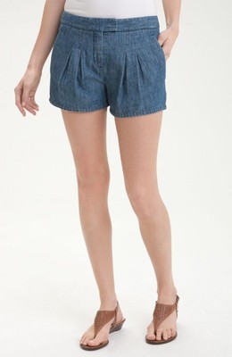 THEORY Dalassa WILE Pleated DENIM Dress Shorts INDIGO Pockets ( 10 ) | eBay