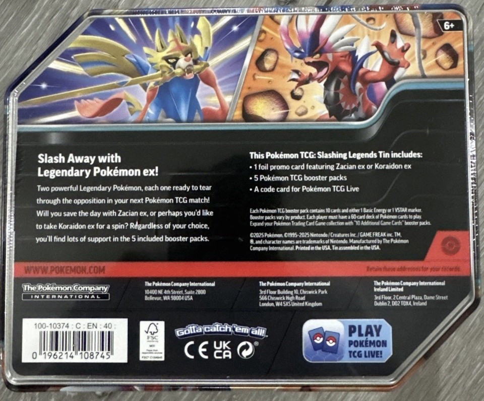 NEW! Pokemon Slashing Legends Factory Sealed Tin - Koraidon EX - 5 ...