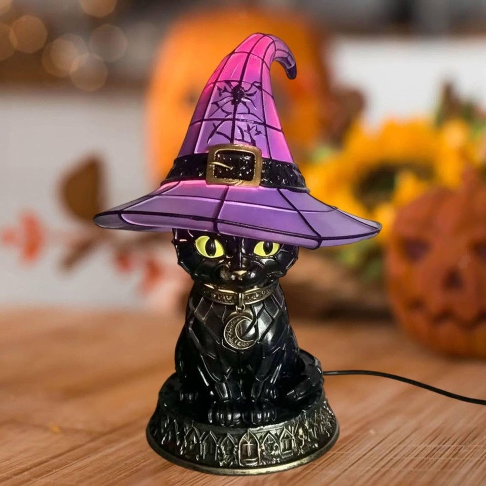 Black Cat Witch Hat Lamp Creative Decorative for NightStand Dorm ...