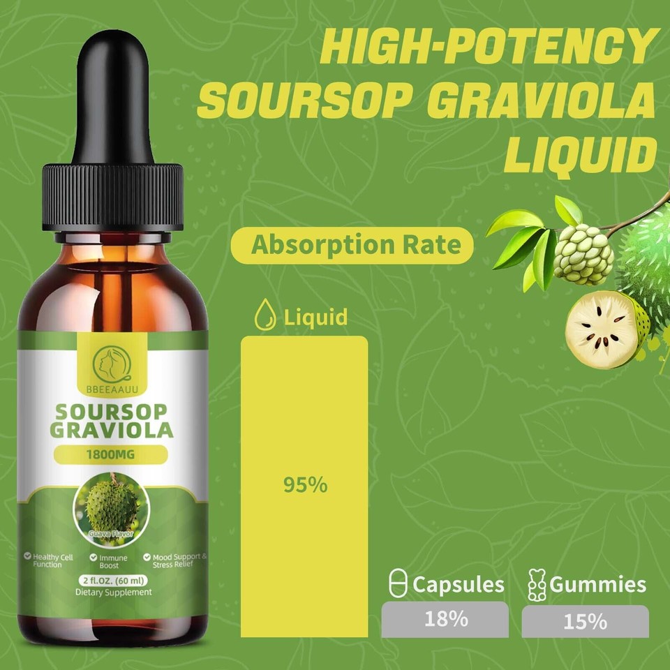 Soursop Graviola Extract Liquid Drops 1800mg Support Regeneration ...