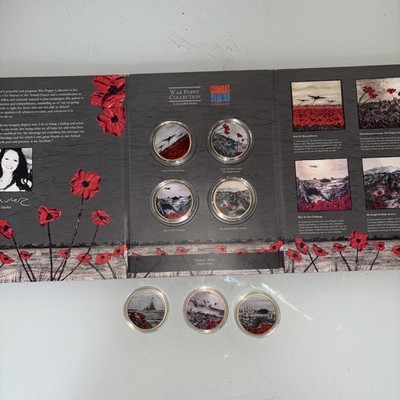 7 War Poppy Collection Coins 4 Sealed In Booklet 3 Capsule Sealed | eBay UK