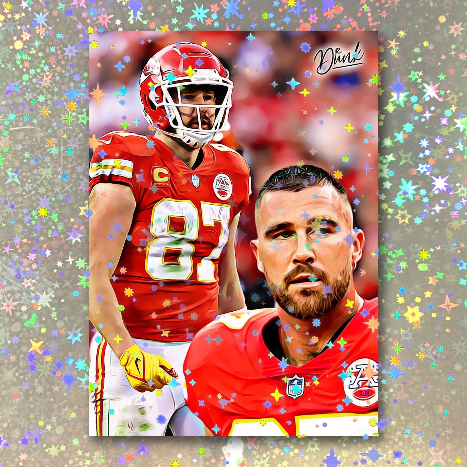 Travis Kelce Holographic Red Zone Sketch Card Limited 1/5 Dr. Dunk ...