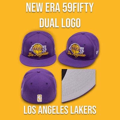 New Era Los Angeles Lakers Dual Logo 59FIFTY Fitted Hat Cap Purple Size ...