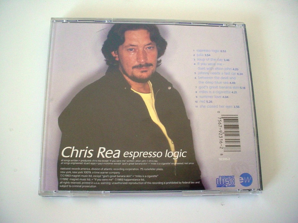 CHRIS REA "Espresso Logic" original US Edition CD from 1993 (EastWest ...