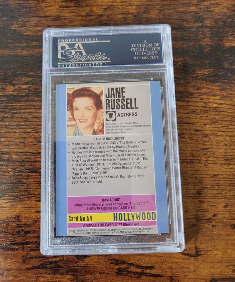 Jane Russell Signed Starline Hollywood card PSA certified | eBay