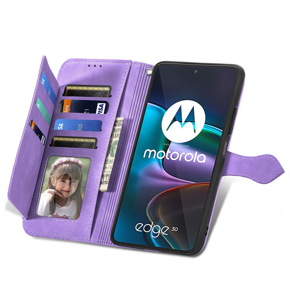 For Motorola Moto G Play/Power/Stylus/Pure Zipper Wallet Flip Holder ...