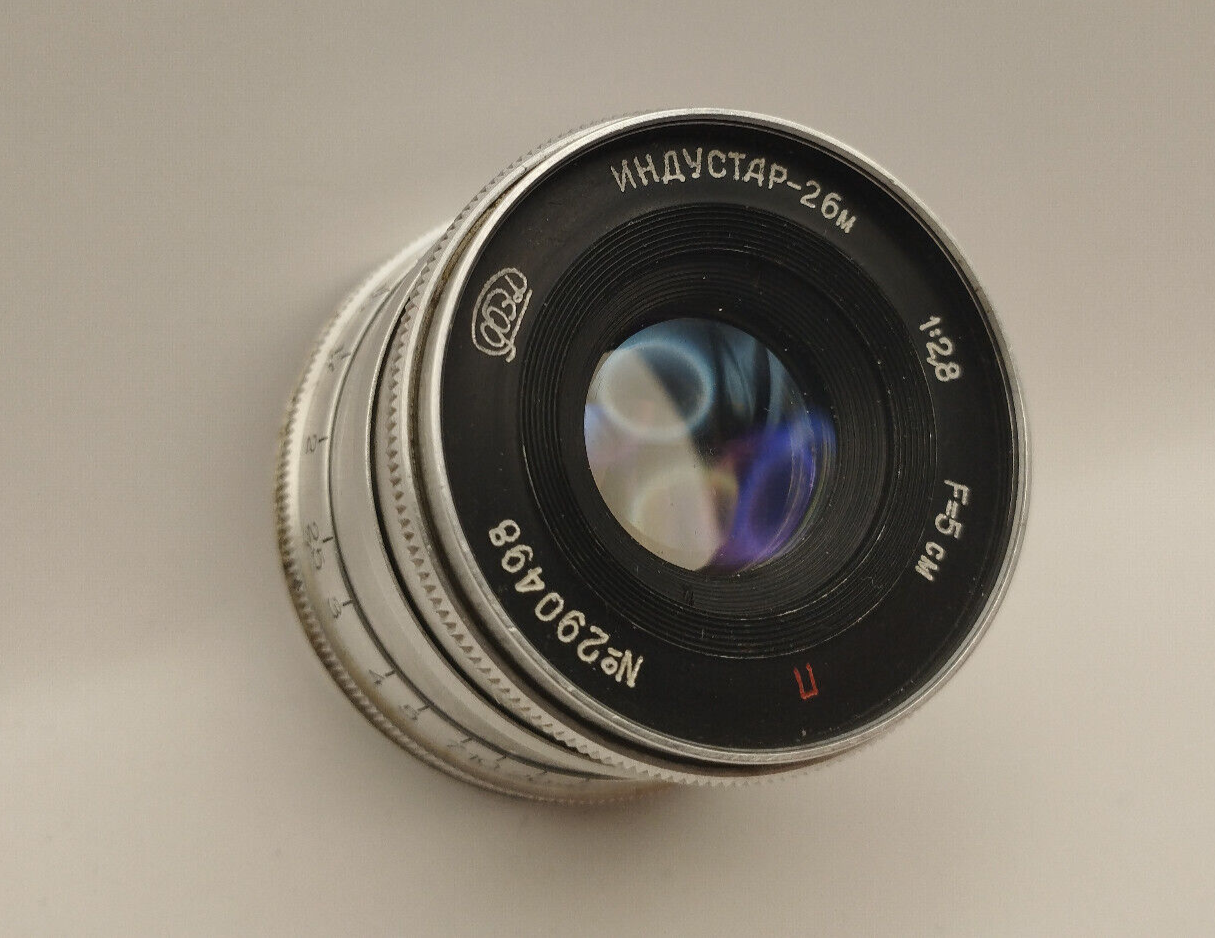 Vintage Soviet red P Industar 26M 2,8/50 mm lens FED Leica M39 LTM ...