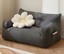 Black Floor Sofa Couch Soft 2 Seats Puffy Comfortable Sofa Living Room ...