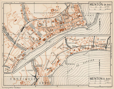 MENTON. Vintage town city map plan. Alpes-Maritimes. Menton 1954 old | eBay