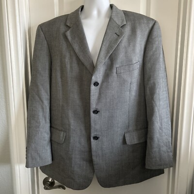 MACY'S ALFANI Mens 46R Suit Jacket Blazer Sport Coat GRAY 100% Wool | eBay