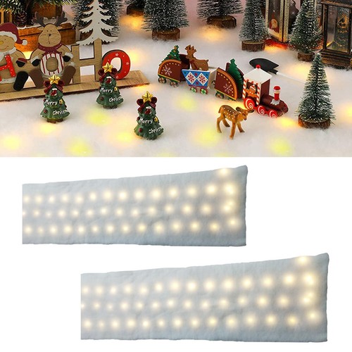 Snow Mat Fake Snow Cover Carpet with LED Lights Decorative Decorations ...