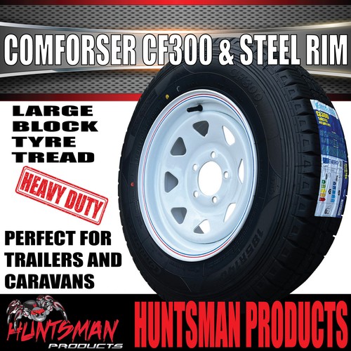 14x6 & 185R14C LT Caravan Trailer HQ White Sunraysia Wheel Rim & CF300 ...