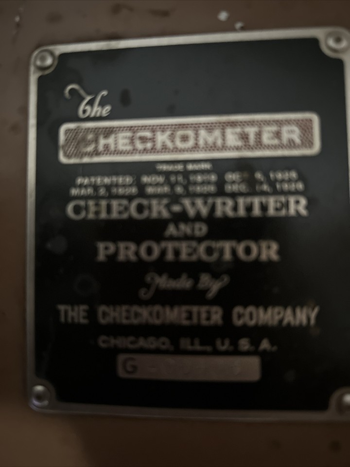 Vintage 1919-1925 The Checkometer Check Writer & Protector | eBay