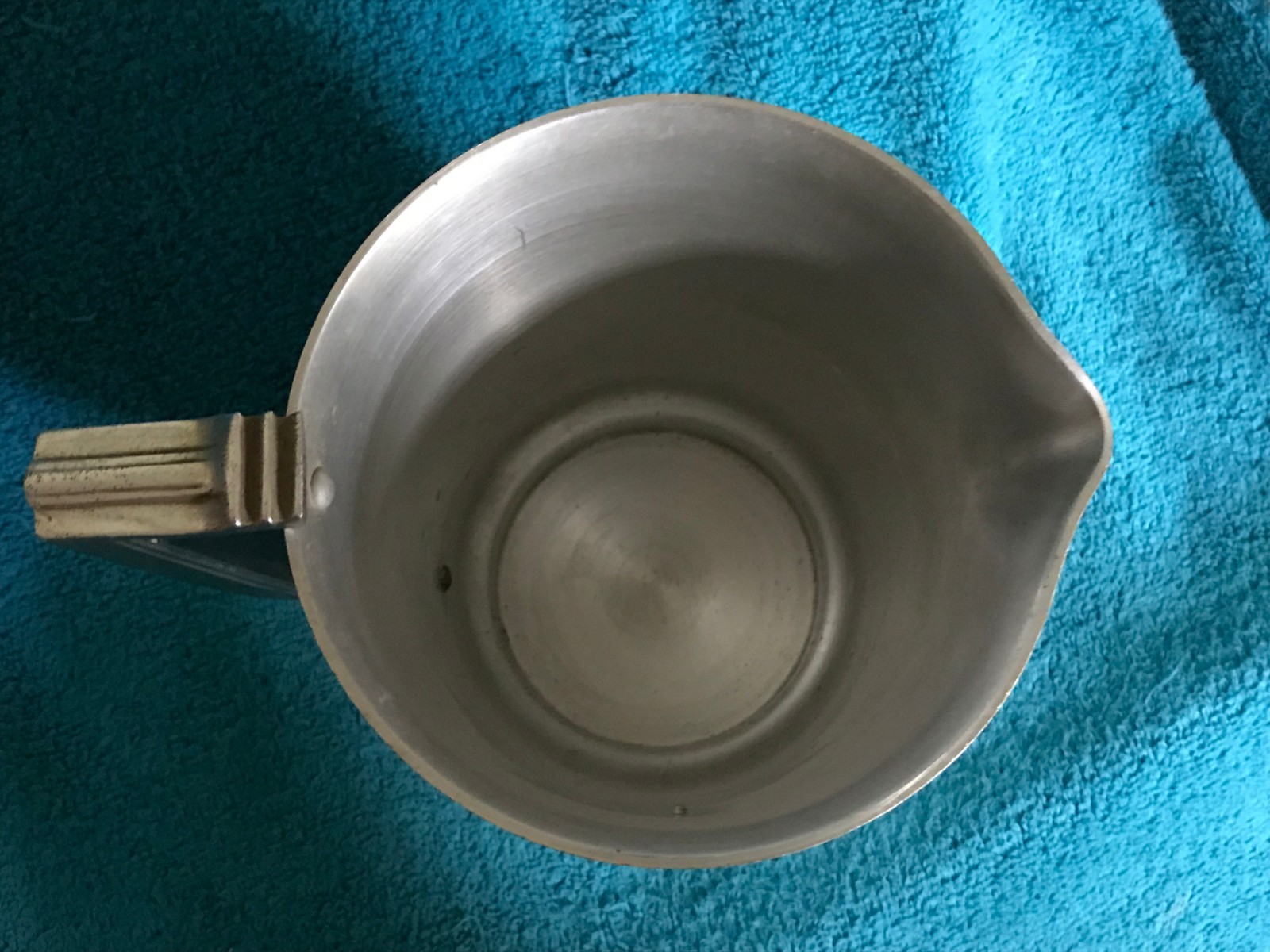 Kensington Ware Mayfair Lurelle Guild 7 3/4" Aluminum Pitcher w Brass ...