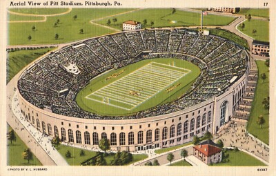 Aerial View of Pitt Stadium Pittsburgh PA Classic Bowl Shape Vintage ...