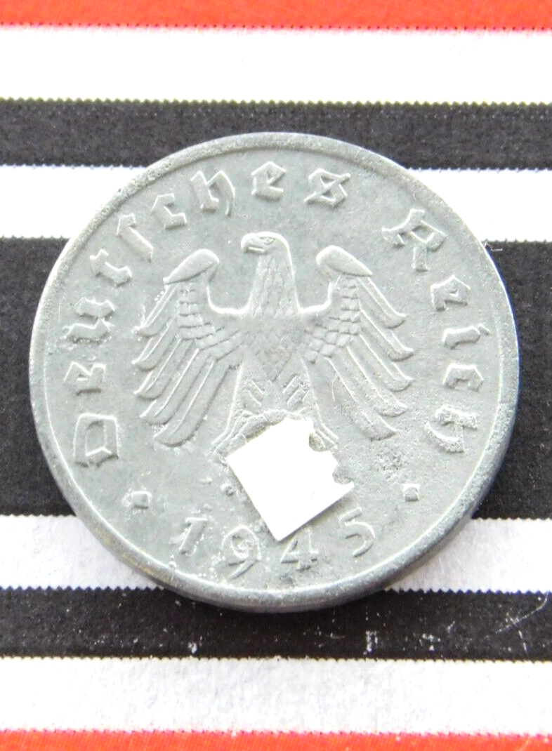 GERMAN Coin 1945 A 1 REICHSPFENNIG Zinc SWASTIKA 3rd Reich WW2 +RARE ...