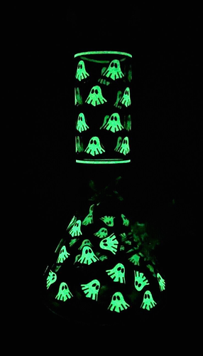 8" Glow in the Dark Ghost Glass Beaker Bong Thick Hookah Water Pipe ...