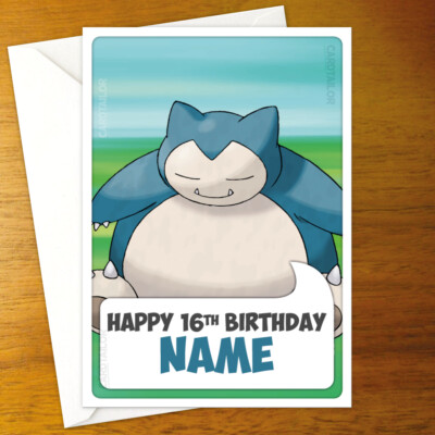 SNORLAX Personalised Birthday Card - leaf personalized pokemon pokémon ...